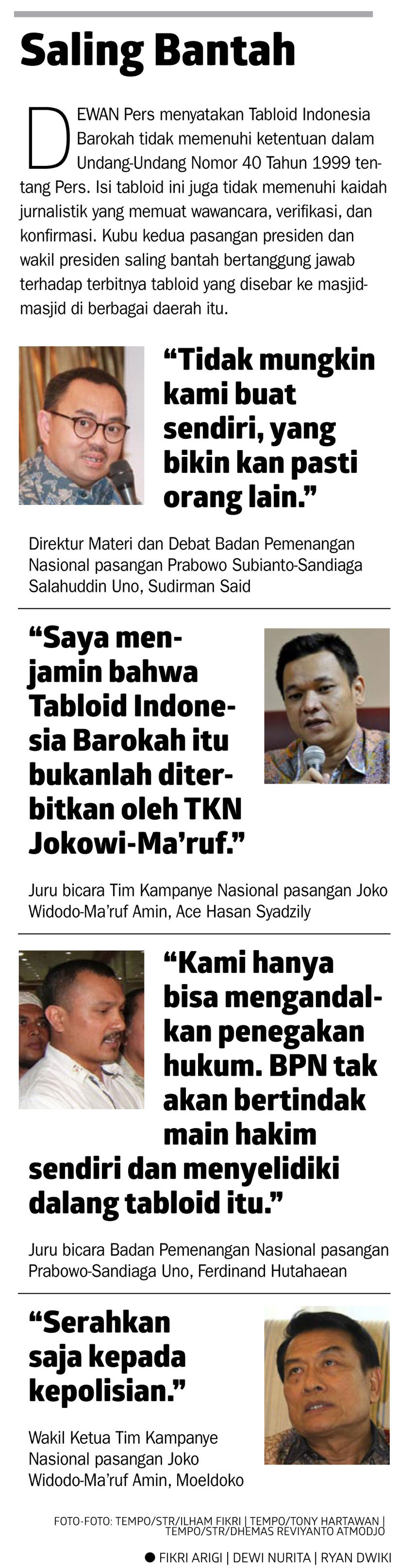 Kepolisian Telisik Unsur Pidana Tabloid Indonesia Barokah | tempo.co